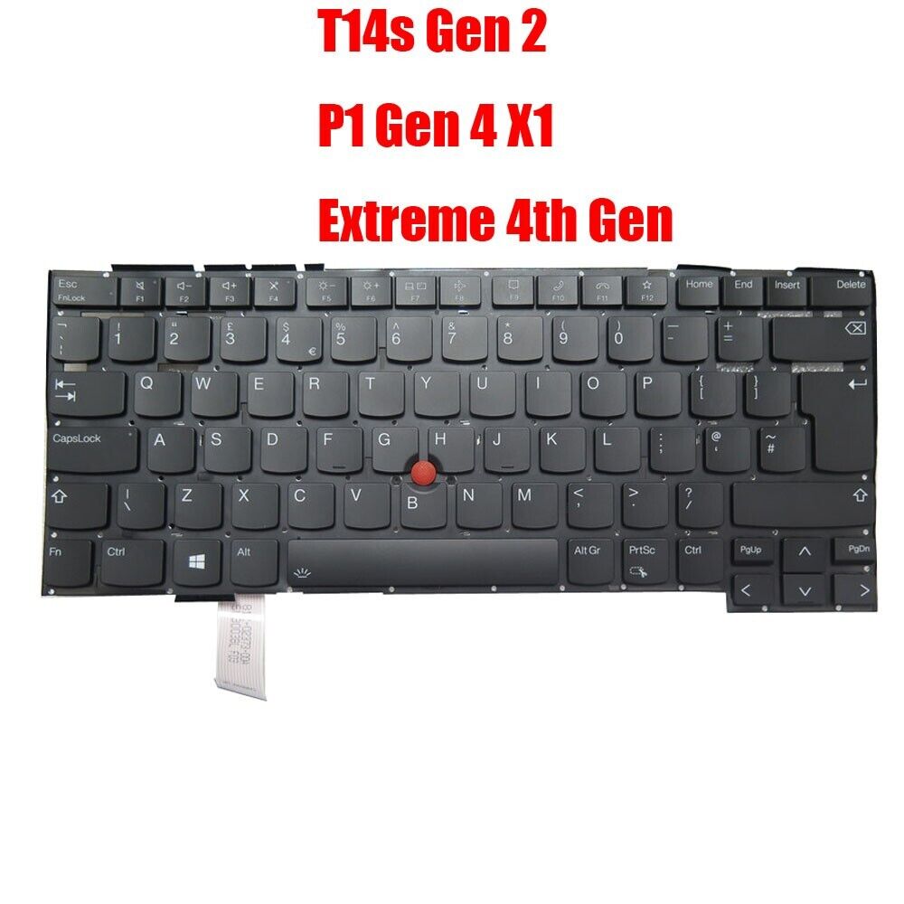 UK Backlit Keyboard For Lenovo ThinkPad T14s Gen 2 P1 Gen 4 X1 Extreme
