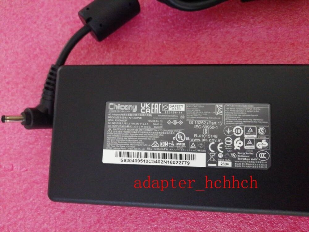 New Original Chicony 200W AC Adapter for MSI Creator M16 B13VF-1011US ...