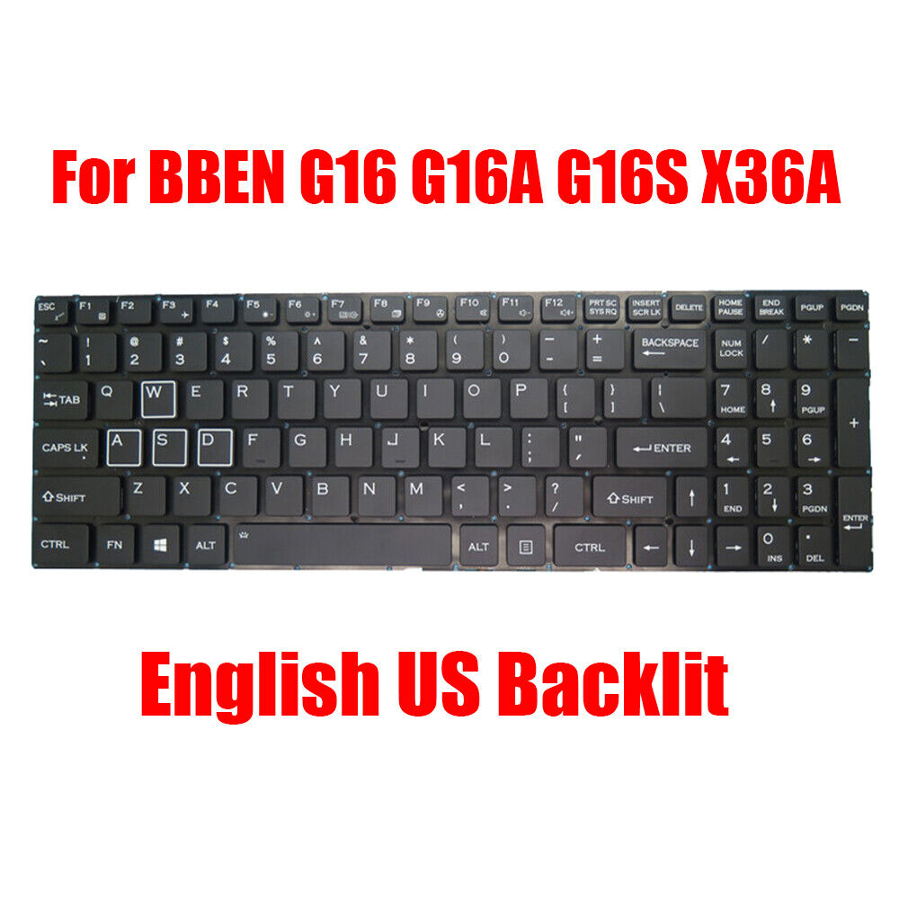 Laptop Replacement Keyboard For BBEN G16 G16A G16S X36A English US Bac