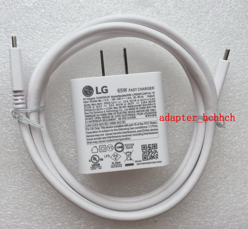New Original LG 65W Fast Charger&USB-C Cable for LG gram 17Z90R-A.ADB9