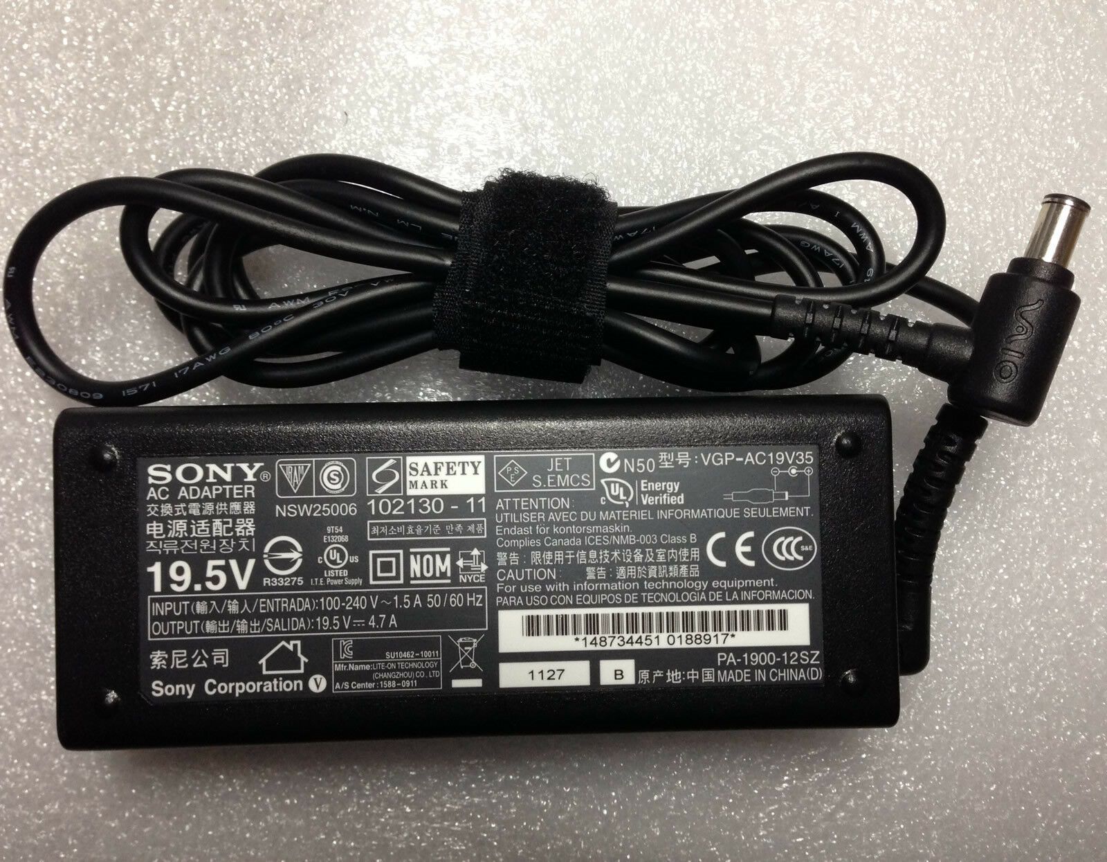 New Original OEM Sony 19.5V AC Adapter&Cord for Sony Bravia KDL-50W80 ...