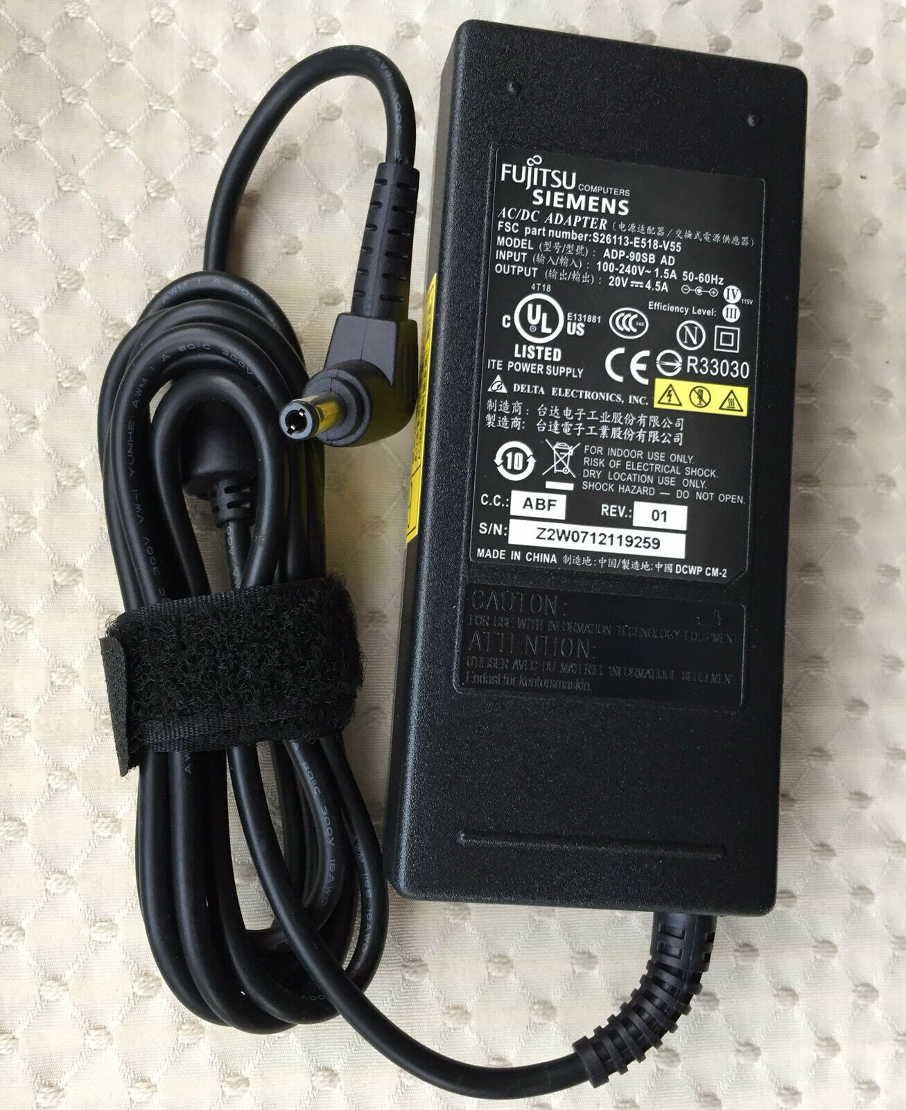 Original OEM 90W 20V AC/DC Adapter for Fujitsu Lifebook T904 T903 T90 ...