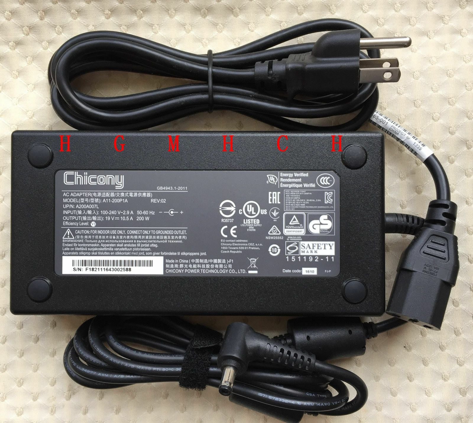 New Original OEM 200W AC Adapter for Gigabyte P57X V7 (i7-7700HQ)/GTX ...