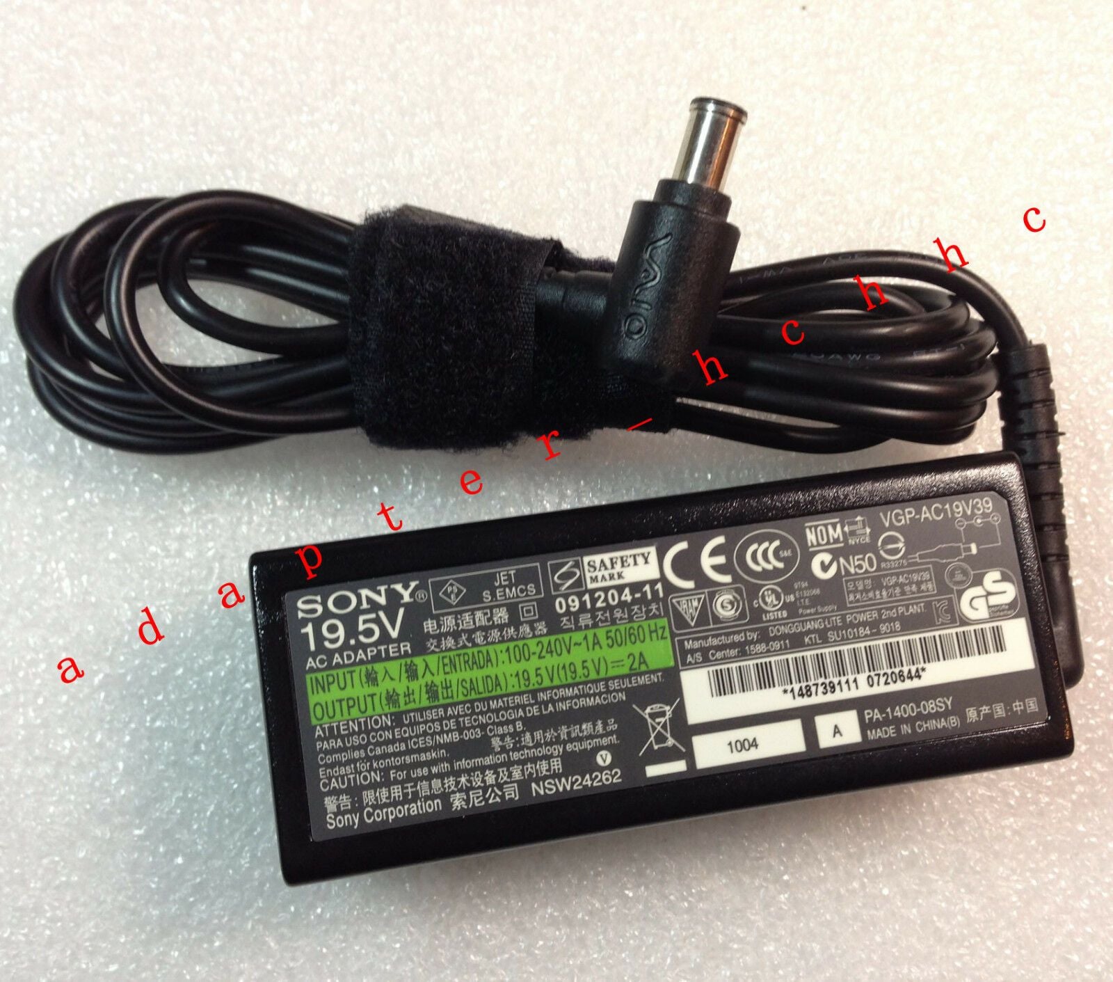 New Original Genuine OEM Sony 39W Cord/Charger VAIO VPCYB13KX,VGP-AC1