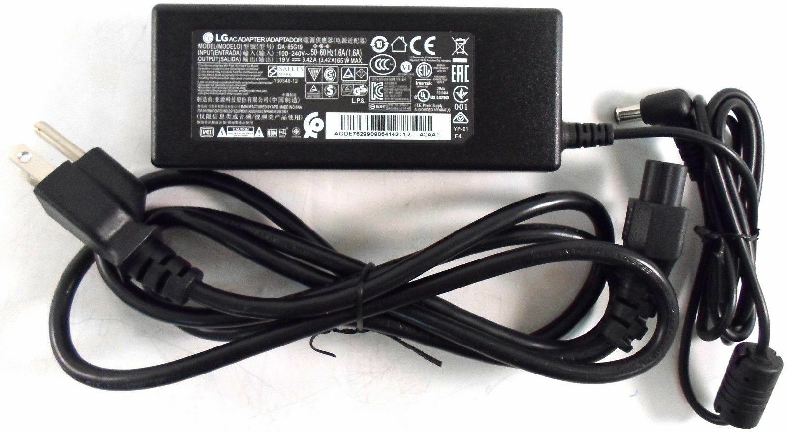 Original OEM LG 65W 19V AC Adapter for LG 34UB67-B UltraWide IPS LCD ...