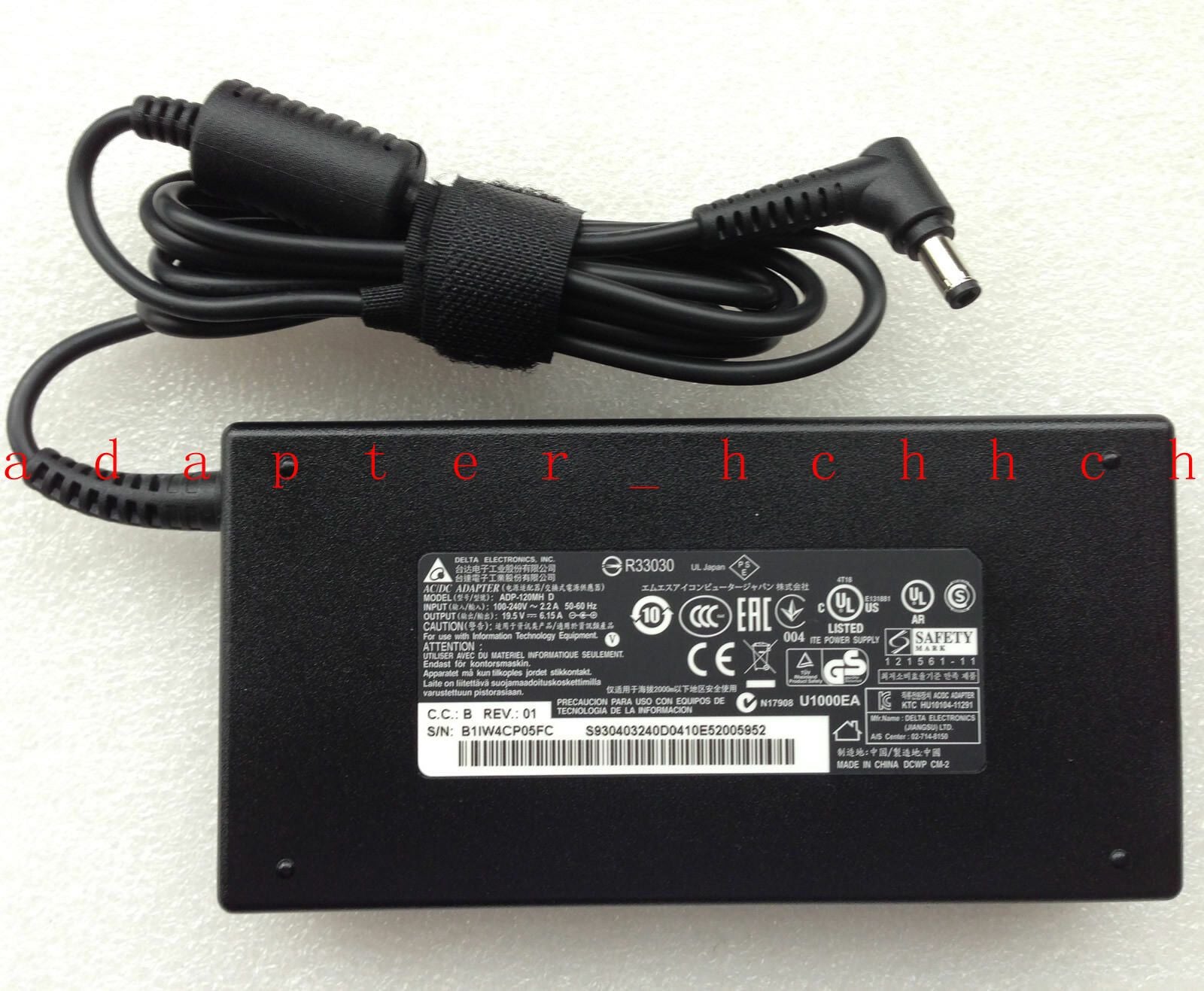 Original OEM Delta MSI 120W 19.5V 6.15A AC Adapter for MSI GL62M 7RE-