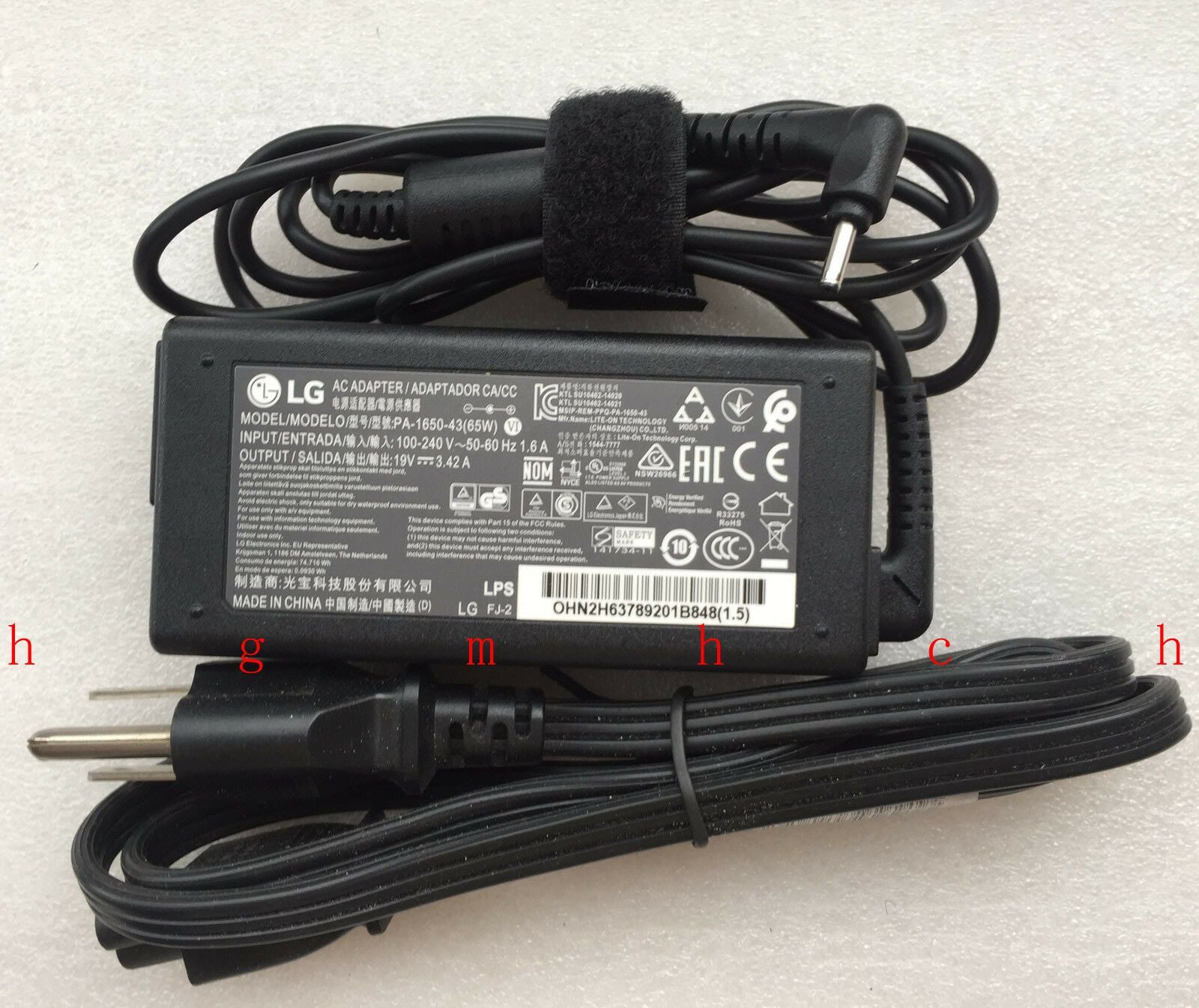 New Original LG 65W 19V AC/DC Adapter&Cord for LG gram 17Z990-R.AAC9U